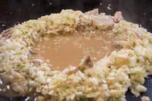 Monjayaki (もんじゃ焼き) is like Okonomiyaki but different. Food in Japan