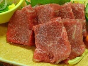 Basashi (馬刺し) is a sashimi from thinly sliced horse meat.Food in Japan